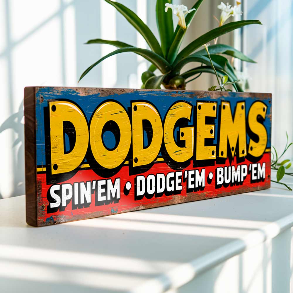 Dodgems Sign Retro Funfair Fairground Ride – Suffolk Signs